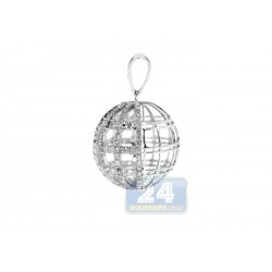 Womens Diamond Cluster Lock Pendant 14K White Gold 1.20 Carat