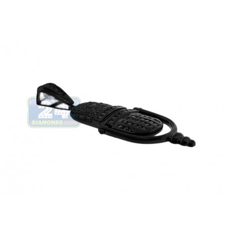 Mens Diamond Ribbon Microphone Pendant 14K Black Gold 1.55ct