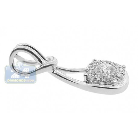 Womens Diamond Loop Drop Pendant 14K White Gold 0.53ct