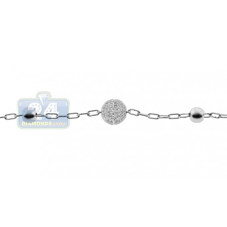 Mens Diamond Bead Ball Chain 14K White Gold 11.69ct 10mm 33"