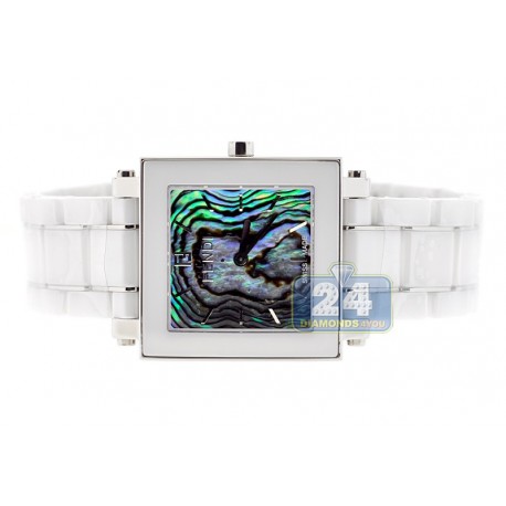 F626110 Fendi White Ceramic Square Abalone Dial Womens Watch
