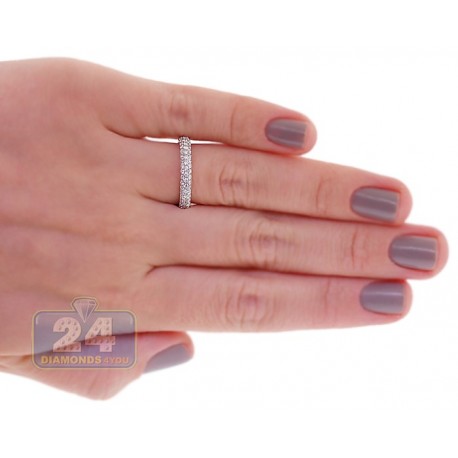 Womens Diamond All Way Around Wedding Band Ring 14K White Gold