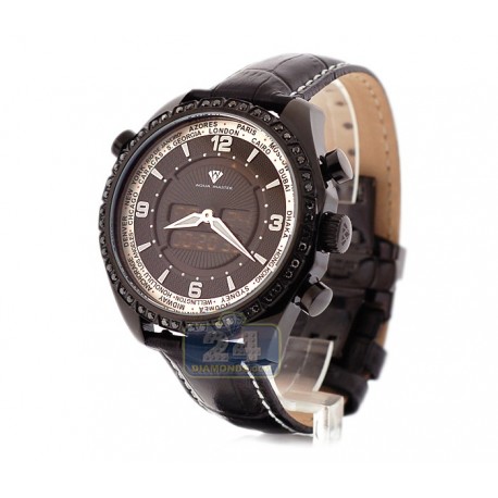 Aqua Master Digital 1.50 ct Black Diamond Mens Watch