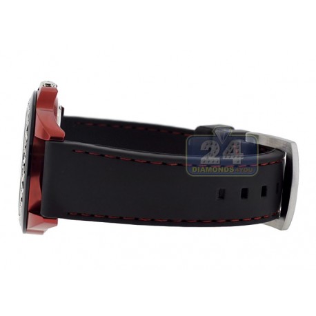 Aqua Master Black Rubber Diamond Womens Red Watch