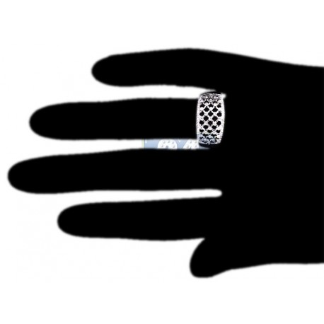 Womens 0.37 ct Diamond Openwork Mesh Band Ring 14K White Gold