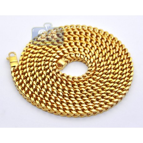 Italian 14K Yellow Gold Solid Franco Mens Chain 6.5 mm