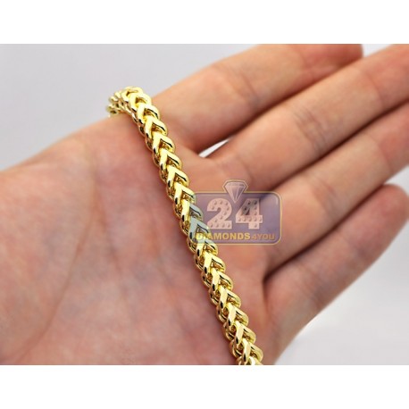 Italian 14K Yellow Gold Solid Franco Mens Chain 6.5 mm