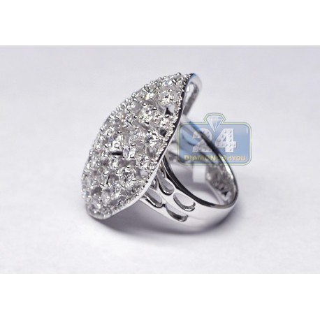Womens 9.01 ct Diamond Wide Openwork Dome Ring 18K White Gold