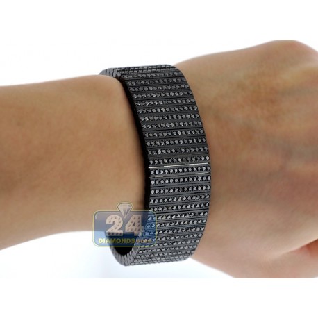 Joe Rodeo Steel 32.00 ct Black Diamond Bracelet 8.5 Inches