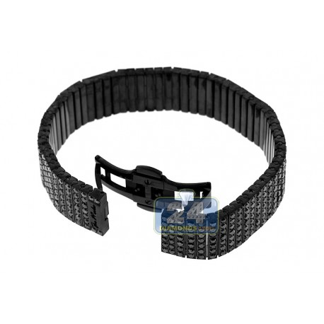 Joe Rodeo Steel 24.00 ct Black Diamond Bracelet 9 Inches