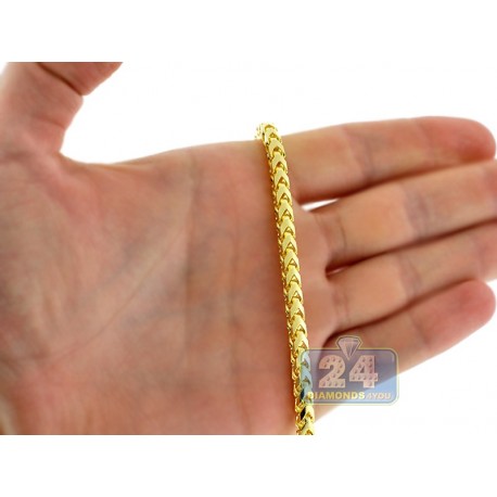 Italian 10K Yellow Gold Solid Franco Mens Chain Necklace 4.5 mm