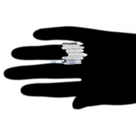 Womens Diamond Spike Abstract Design Ring 14K White Gold