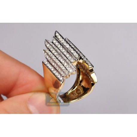 Womens 2.01 ct Diamond Spike Abstract Ring 14K Yellow Gold