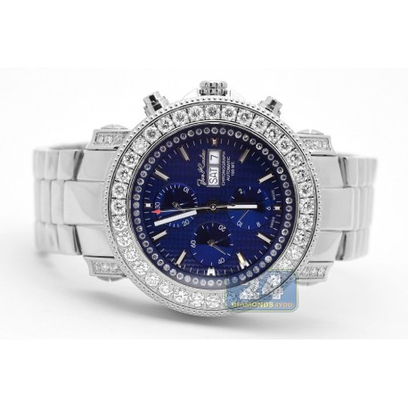 Mens Diamond Automatic Watch Joe Rodeo Junior Blue Dial 7.00 ct