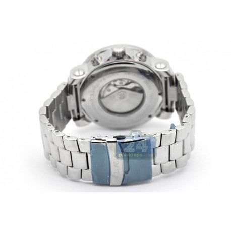 Mens Diamond Automatic Watch Joe Rodeo Junior Blue Dial 7.00 ct