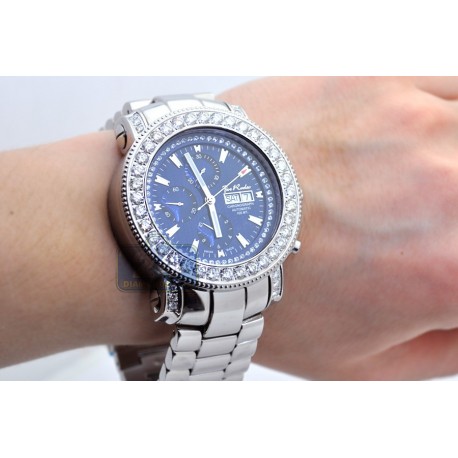 Mens Diamond Automatic Watch Joe Rodeo Junior Blue Dial 7.00 ct