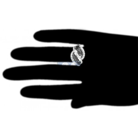 Womens 1.63 ct Mixed Black Diamond Bypass Ring 14K White Gold
