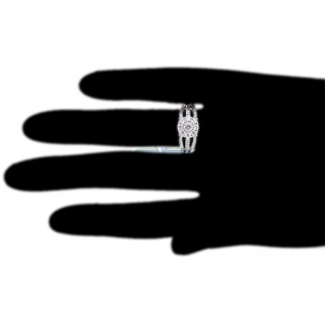 Womens Diamond Openwork Vintage Engagement Ring 14K White Gold