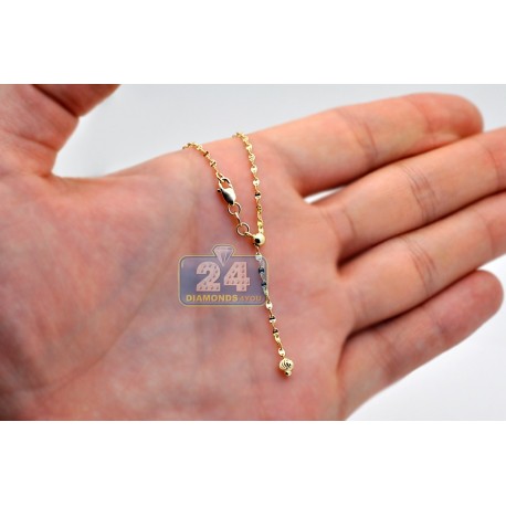 14K Yellow Gold Adjustable Fancy Link Womens Chain 1 mm 19 Inches