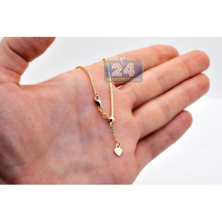 14K Yellow Gold Adjustable Fancy Mesh Link Womens Chain 19 Inches