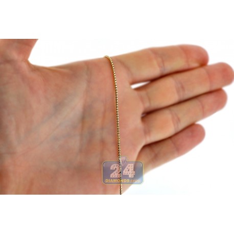 14K Yellow Gold Square Box Solid Link Mens Chain 1.2 mm