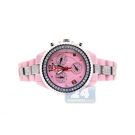 Aqua Master Pink Ceramic 3.00 ct Diamond Womens Mini Watch