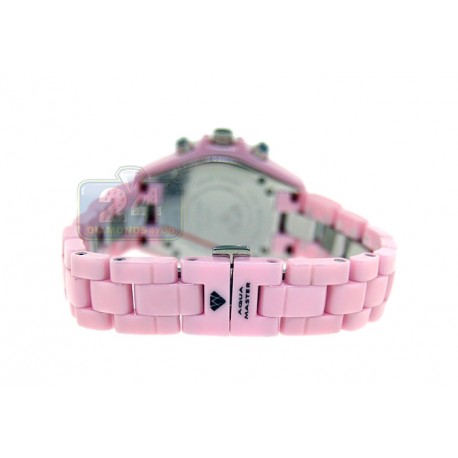 Aqua Master Pink Ceramic 3.00 ct Diamond Womens Mini Watch