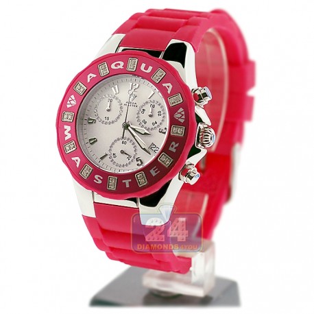Aqua Master Jelly 0.24 ct Diamond Red Rubber Womens Watch