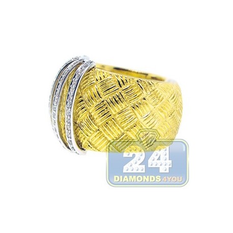 Womens Diamond Vintage Puff Band Ring in 14K Yellow Gold