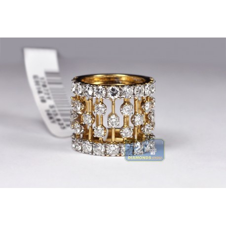 Womens Diamond Vintage Openwork Band Ring 14K Yellow Gold 5.27 ct