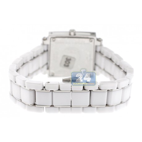 F622240 Fendi White Ceramic Square Womens Bracelet Watch 25mm