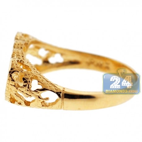 Womens Double Heart Promise Ring Real 10K Yellow Gold