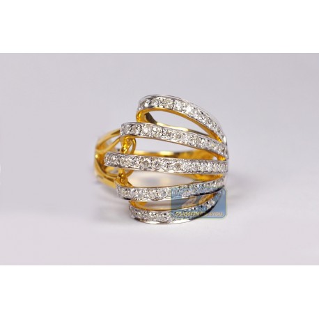 Womens Diamond Openwork High Set Ring 14K Yellow Gold 1.53ct
