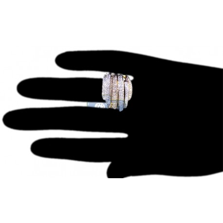 Womens Diamond Highway Wide Band Ring 14K White Yellow Gold