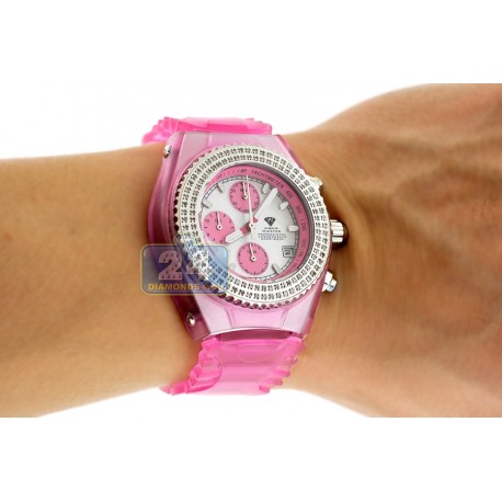 Womens Diamond Pink Watch Aqua Master Sport Plastic 1.00 ct