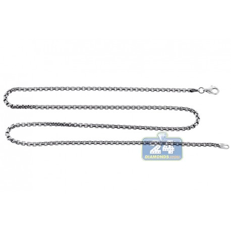 925 Silver Round Box Mens Chain 2.2 mm 16 18 20 22 24 26 30 inch