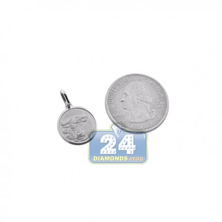 Sterling Silver Taurus Zodiac Sign Round Medallion Pendant