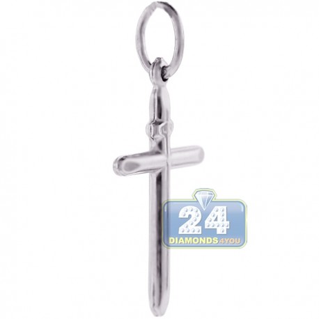 Sterling Silver Smooth Classic Cross Mens Religious Pendant