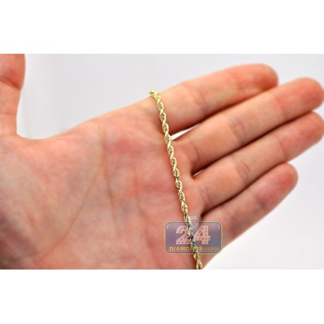 Solid 14K Yellow Gold Mens Rope Chain 3 mm 22 24 26 28 30"