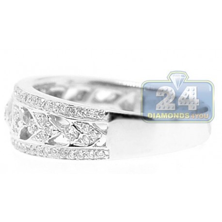Womens 0.40 ct Diamond Antique Patterned Ring 14K White Gold
