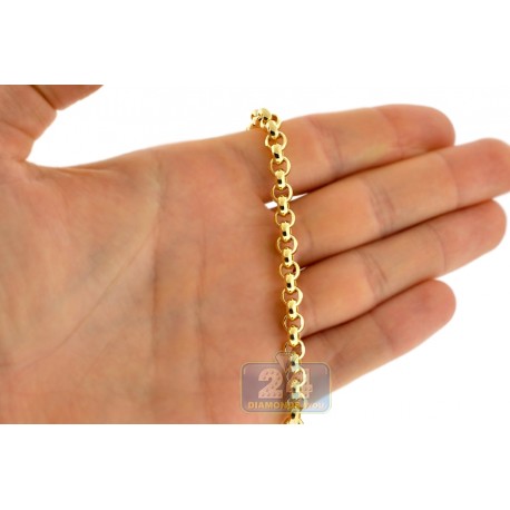 Italian 14K Yellow Gold Puff Round Cable Mens Chain 5.8 mm