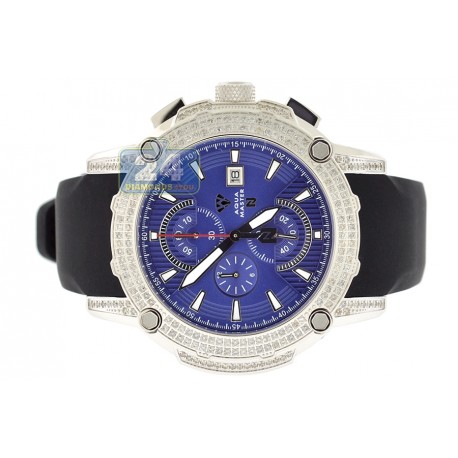 Mens Diamond Blue Dial Watch Aqua Master Nicky Jam 5.00 ct