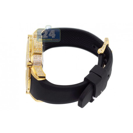 Mens Diamond Yellow Gold Watch Aqua Master Nicky Jam 5.00 ct