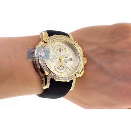 Mens Diamond Yellow Gold Watch Aqua Master Nicky Jam 5.00 ct