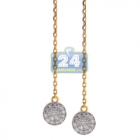 Womens Diamond Long Dangle Earrings 14K Yellow Gold 0.54 ct 4.25"