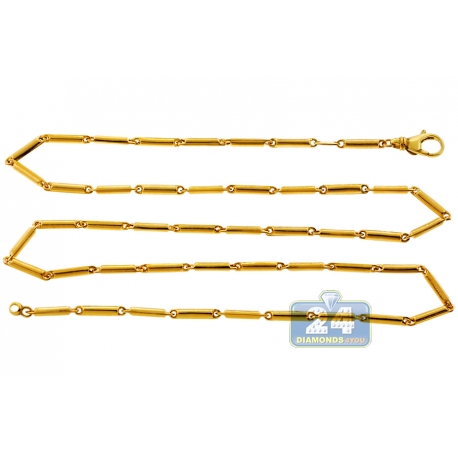 10K Yellow Gold Round Bar Link Mens Chain 3 mm
