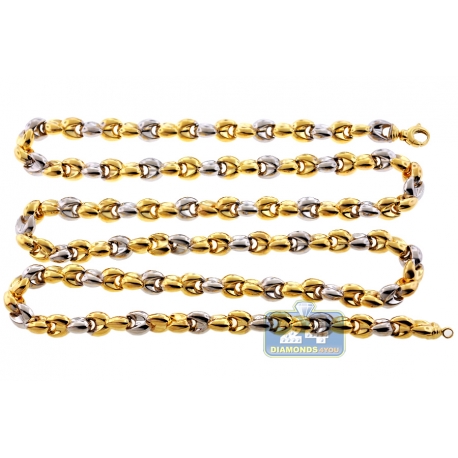 Real 10K Two Tone Gold Puffed Bullet Link Mens Chain 8.5 mm