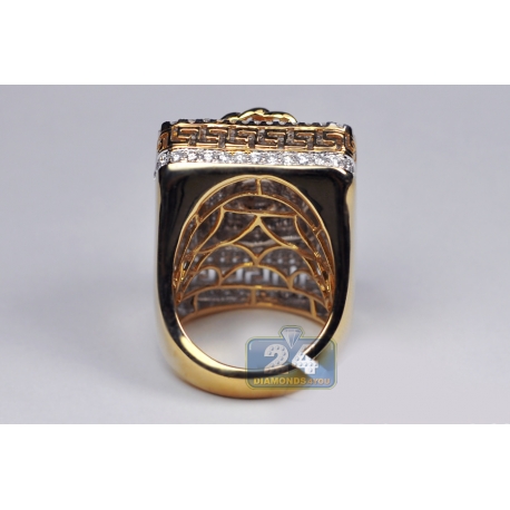 Mens Diamond Jesus Christ Pinky Ring 14K Yellow Gold 4.14 ct