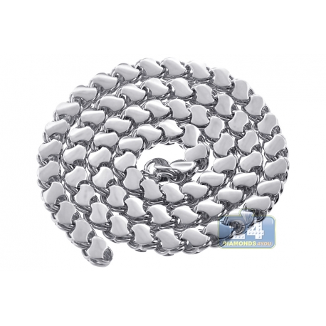 Handmade 14K White Gold Leaf Bismark Link Mens Chain 9 mm