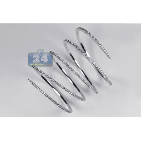 Womens Diamond Spring Bangle Bracelet 14K White Gold 11.42 ct